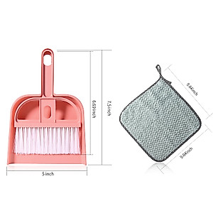 Lamoutor 3 Pack Mini Hand Broom and Dustpan Set Small Dust Pans with Brush Set Cleaning Tool for Desk, Car and Animal Waste Mixed Color