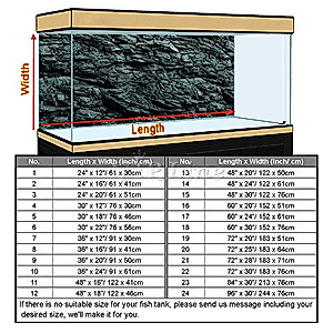 VIP.LINE 3D Effect Black Stone Aquarium Background Poster PVC Fish Tank Decorations Landscape (48" x 18"/ 122 x 46cm)