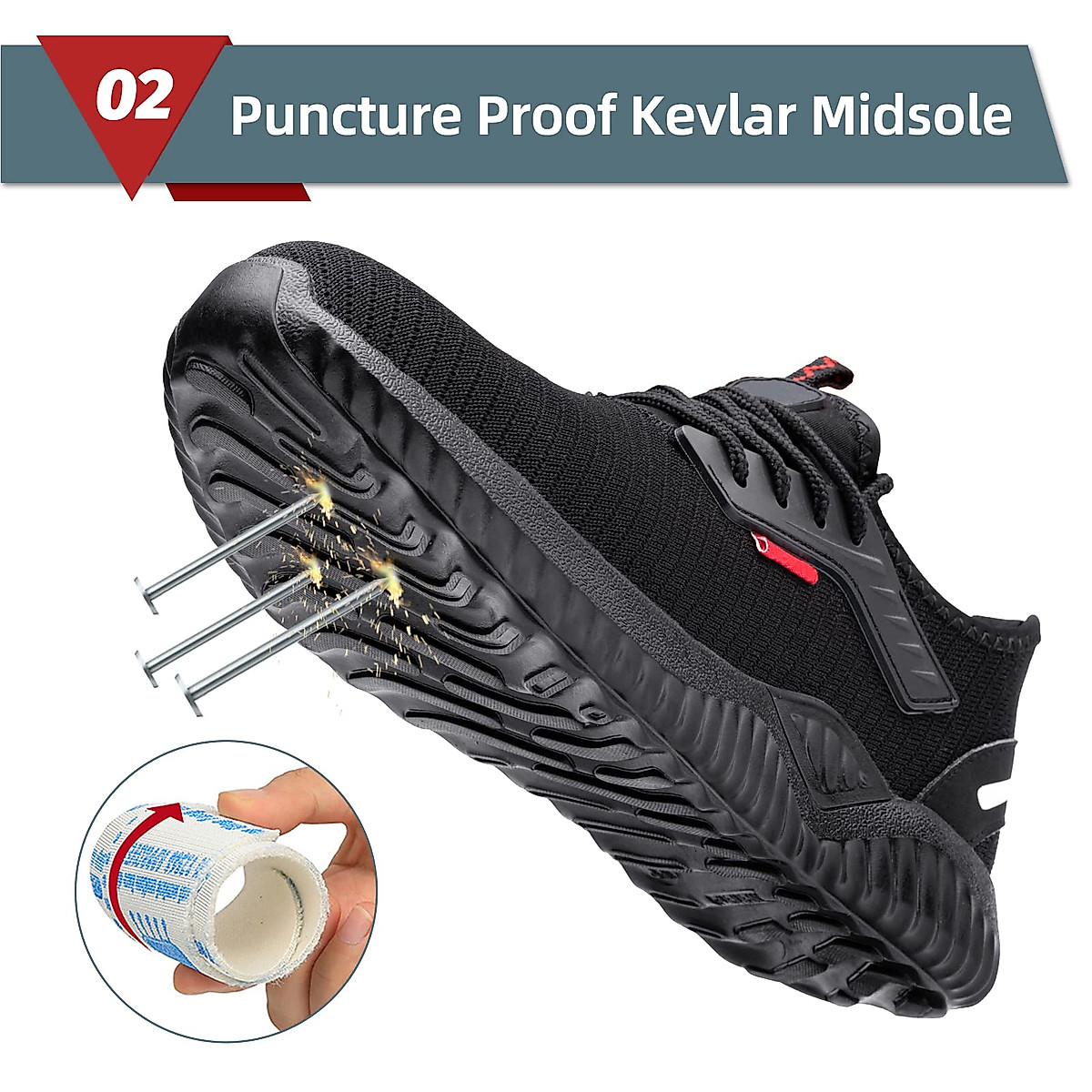 Steel Toe Shoes for Men Lightweight Indestructible Work Sneakers for Women Puncture Proof Comfortable Slip On Safety Shoes for Industrial Coustruction