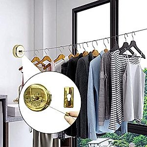 304 Stainless Steel Clothesline, Hotel Balcony Indoor Invisible Clothesline, Retractable Drying Rack (1 Set of Gold)