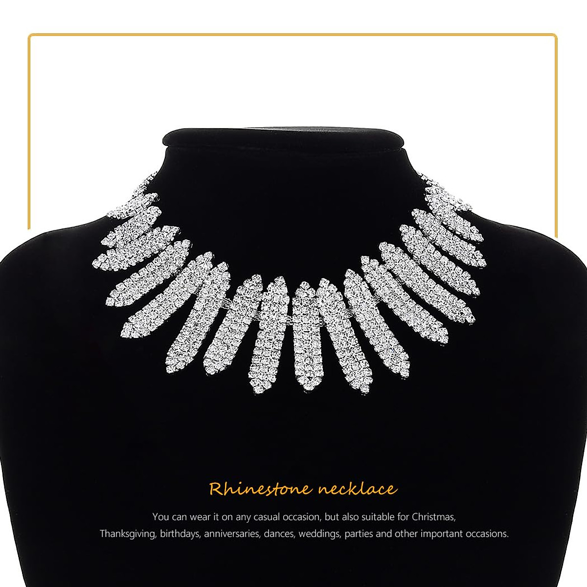 JAKAWIN Bride Rhinestone Jewelry Set Wedding Necklace Earrings Sets Silver Crystal Prom Necklaces Chain for Women NK267 (Silver)