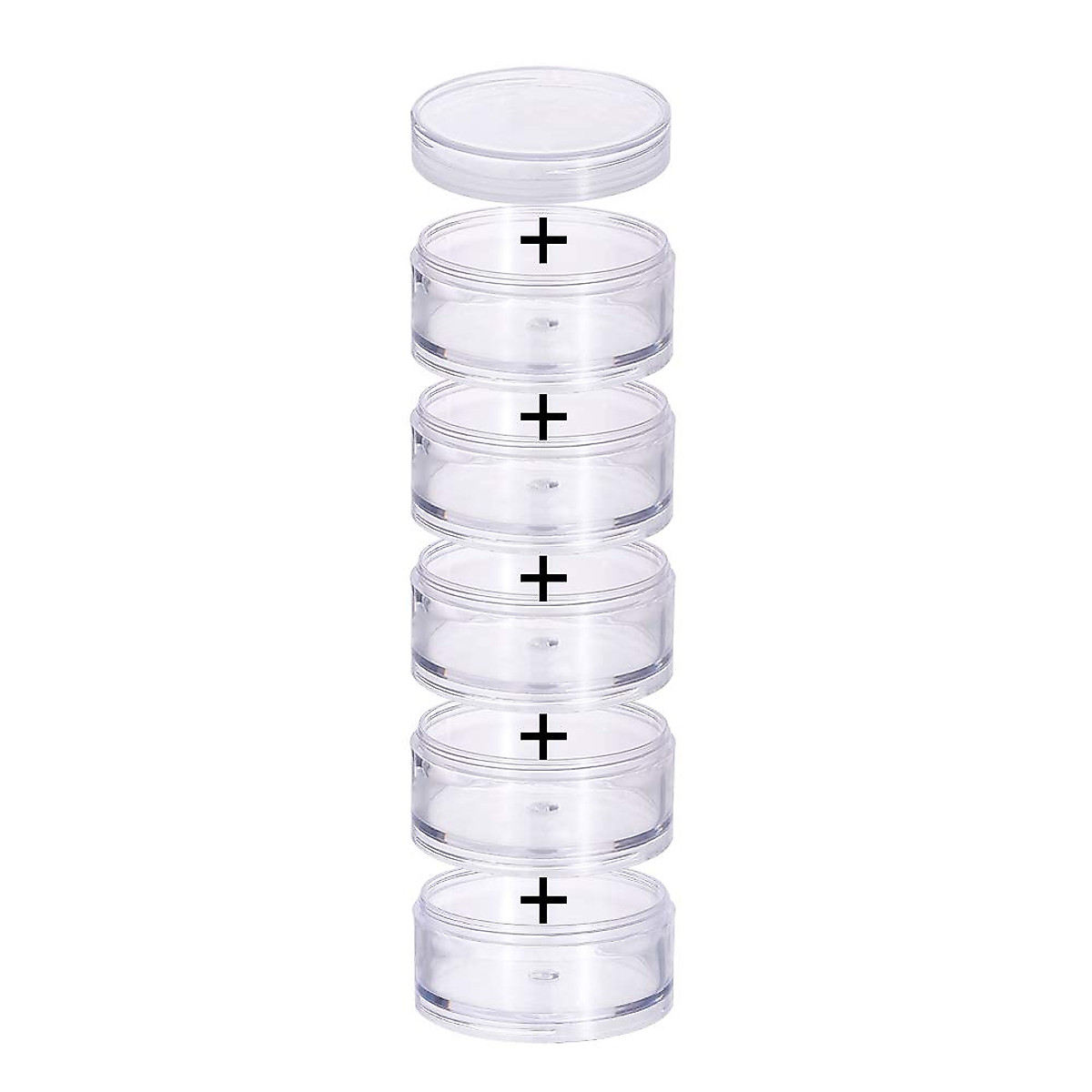 BENECREAT Mixed Size Stackable Round Plastic Containers 4 Column(5 Layer/Column) Bead Storage Jars for Beads, Buttons, Crafts and Small Jewelry Findings