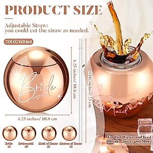 8 Pcs Bridesmaid Gifts Set Bridesmaid Disco Ball Tumbler 20 oz Plastic Bachelorette Party Cups with Lids Rose Gold Bride Cup Maid of Honor Proposal Gift for Bridal Wedding Shower Favors