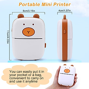 Vickes Mini Printer for iPhone and Android, Wireless Mini Photo Printer Label Printer, Portable Bluetooth Mini Thermal Printer for Printing Label, Journal, Study Note, Compatible with iOS & Android