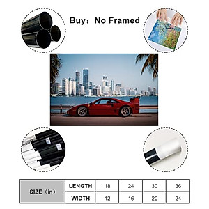 klloq Ferrari F40 Super Sports Car Poster 3 Canvas Poster Wall Art Decor Print Picture Paintings for Living Room Bedroom Decoration Unframe 24x36inch(60x90cm)