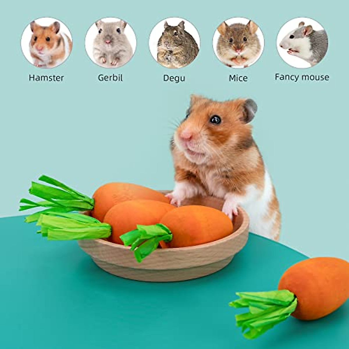 Niteangel Hamster Chew & Decor Toys - for Syrian Dwarf Hamsters Gerbils Mice Lemming Degu or Other Small-Sized Pets (Carrot-Shape (Pack of 6))