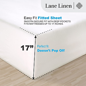 LANE LINEN 100% Egyptian Cotton Bed Sheets - 1000 Thread Count 3-Piece Twin Set Long Staple Bedding Sateen Weave Luxury Hotel Fits Upto 16" Mattress White