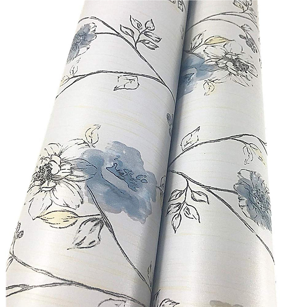 Taamall Simplemuji Ink Blue Flower Self Adhesive Wallpaper Drawer and Shelf Liner for Kitchen Cabinets Cover Furniture Door Decorative Stickers 17.7 Inch by 100 Inch