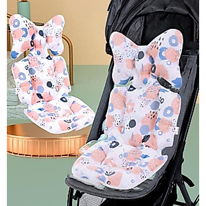 Universal Baby Stroller Seat Liners Baby Pushchair Cushion Pram Liner Stroller Cushion Seat Pad Liner Soft Thicken Stroller Soft Cotton Insert with Mattress Stroller Seat Liner Head Neck Body Support