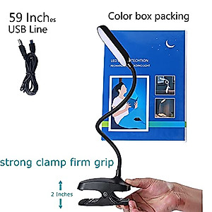 COLORLIFE Desk Lamp Battery Operated Rechargeable Clip On Reading Light Light up to 100 hrs Flexible Gooseneck Cordless Dimmable Lamp for Desk Bed Headboard Piano (Black)
