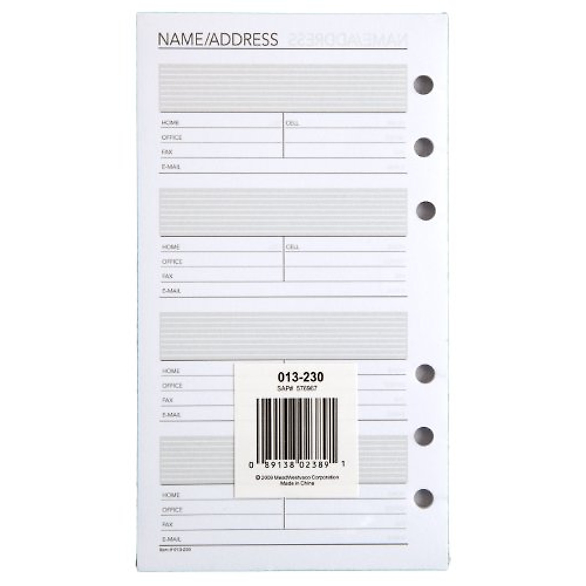 AT-A-GLANCE Day Runner Telephone and Address Pages, Refill, Loose-Leaf, Undated, for Planner, 3-3/4" x 6-3/4", Size 3, 30 Sheets/Pack (013-230)