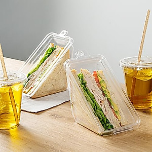 Restaurantware Tamper Tek 7.4 x 3.9 x 3.5 Inch Triangle Take Out Containers 100 Durable Sandwich To-Go Containers - Tamper-Evident Freezable Clear Plastic Sandwich Containers With Hinged Lids