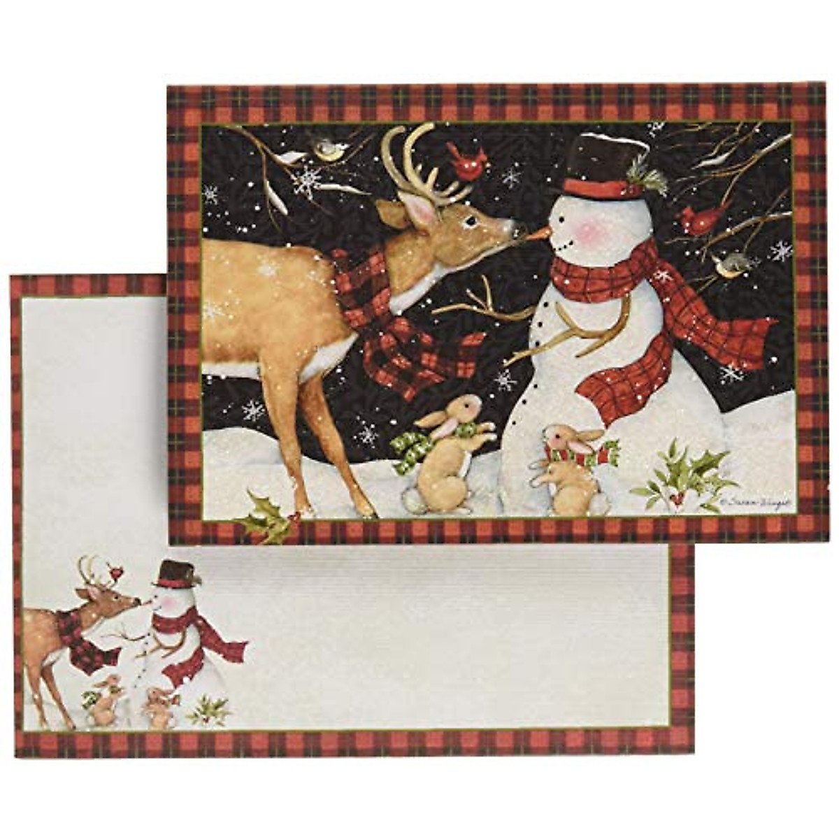 LANG Reindeer Kisses Petite Christmas Cards, 12 Cards & 13 Envelopes in Sturdy Keepsake Box, Full-Color Artwork, Linen-Embossed Paper Stock, Added Embellishments (2004534)