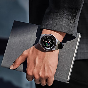 DGYSG Luxury Case Designed for Samsung Galaxy Watch 4 Classic 46mm 2021, Rugged Military Protective Metal Bumper Case with Tactical Silicone Band for Men, Silver