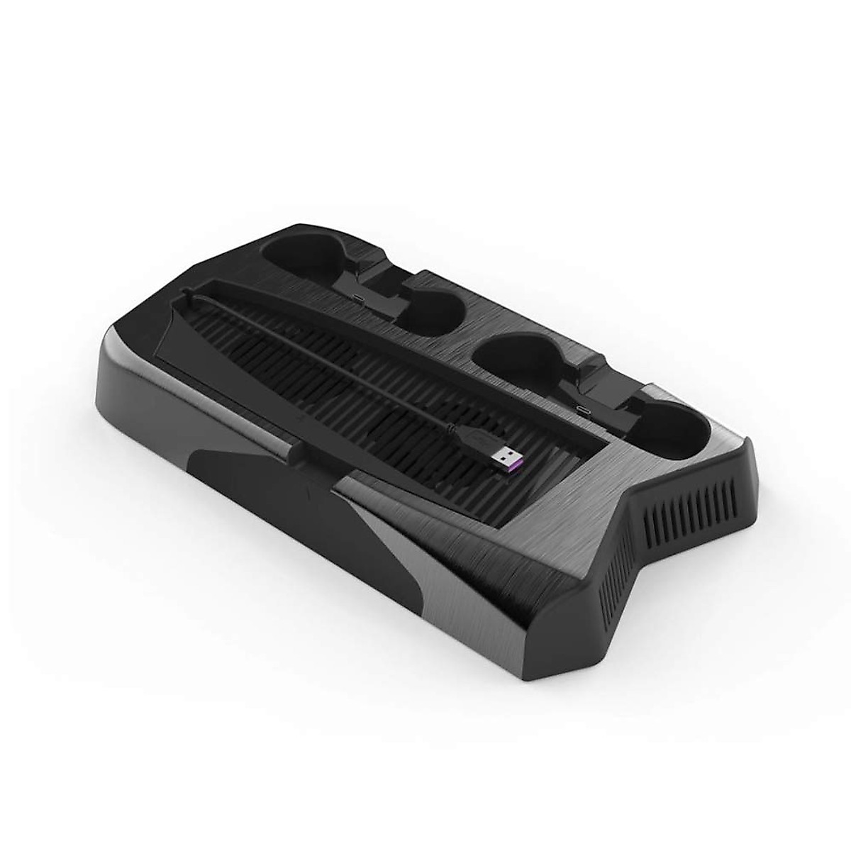 LULU MART PS5 Console with Dualsense Charging Station Cooling Fan Vertical Stand, Retractable Video Game Disc Storage for PS5 All in 1 Console Playstation 5 Console