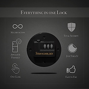 Refrigerator Lock Combination, Child Proof Fridge Lock Combo, Freezer Lock Child Proof - Take Care of Your Family with Fridge Locks for Kids by Strongholden - No Keys Needed (Black & Round)