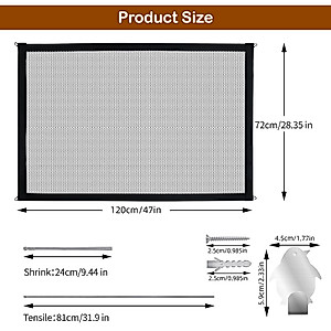 Dog Gates for The House, Malydyox Mesh Baby Gates for Stairs with Portable Safety Fence Easily Install Anywhere, Child Gate for Doorways with 2pcs Stainless Steel Pole and 8pcs Hooks , 43'' X 29''