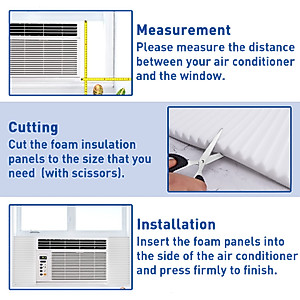 YoleShy Window Air Conditioner Side Panels Foam Insulation Panels for Window Air Conditioner, AC Units Window Insulation Kit 17 X 9 X 1 inch, Pack of 2, White