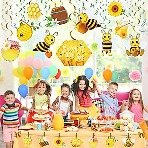 30 Pieces Bee Hanging Swirl Decorations, Bee Party Hanging Swirls Honey Bee Foil Ceiling Streamers Bee Themed Party Supplies for Kids Birthday Baby Shower Bee Day Party Decor