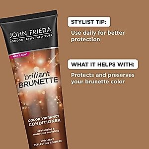 John Frieda Brilliant Brunette, Color Boosting Conditioner, Enhances and Protects Multi-Dimensional Tones, With Sweet Almond Oil to Rehydrate and Replenish Dry Hair, 8.45 Oz