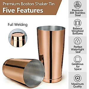 Stainless Steel Boston Shaker - 2-Piece 18oz & 28oz Professional Bartender Cocktail Shaker Bartender Shaker Kit - CTSK0013 (Copper)