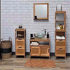 EVIDECO Mahe Free Standing Over The Toilet Space Saver Cabinet Bamboo