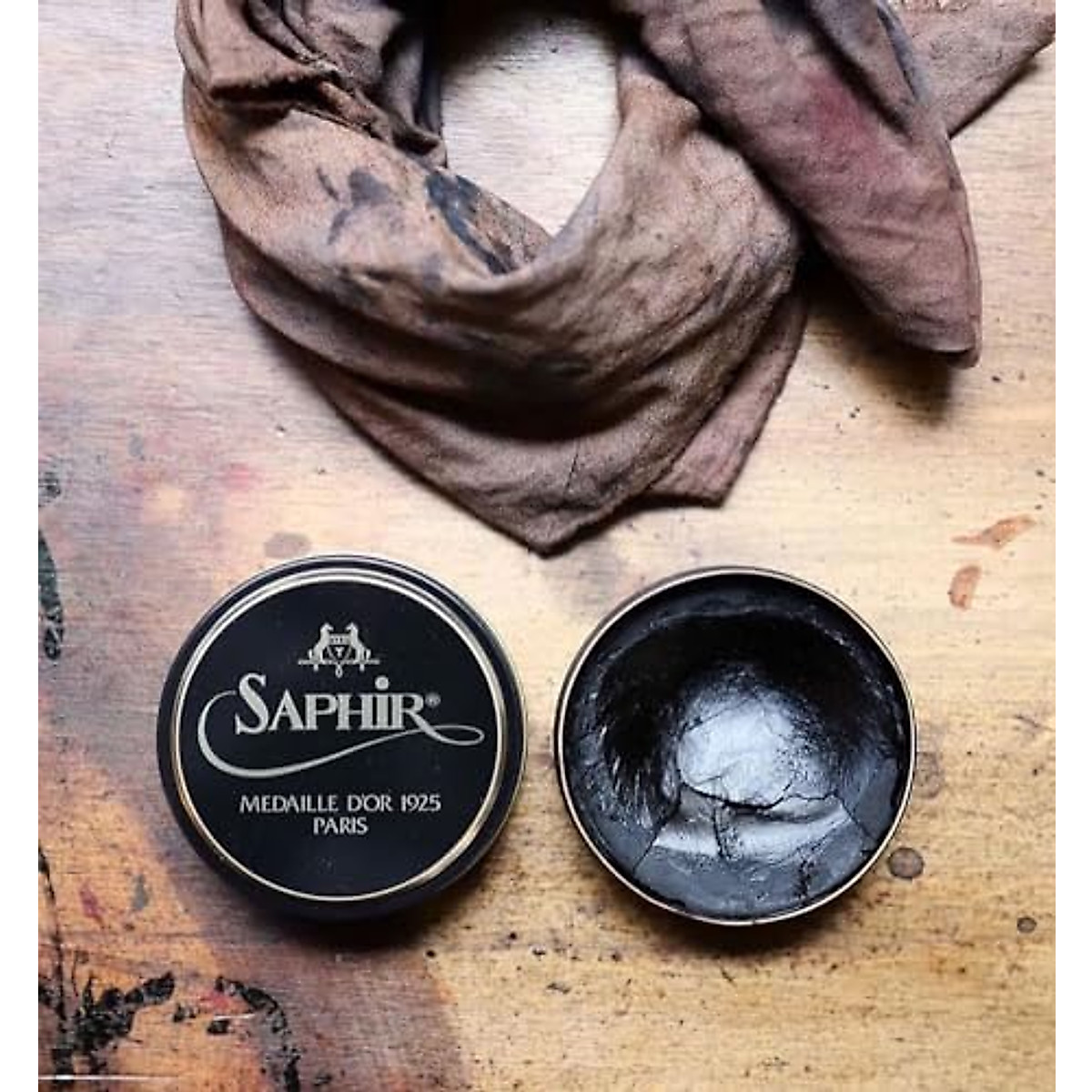 SAPHIR Medaille d’Or Pate De Luxe - Natural Wax Shoe Polish for Leather Shining - 50ml - Wax Yellow