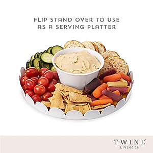 Twine White Stainless Steel Cake Stand, Set of 1, Cupcake Stand, Home Decor, Food Service, Dessert Accessory, 11-Inch Diameter, White