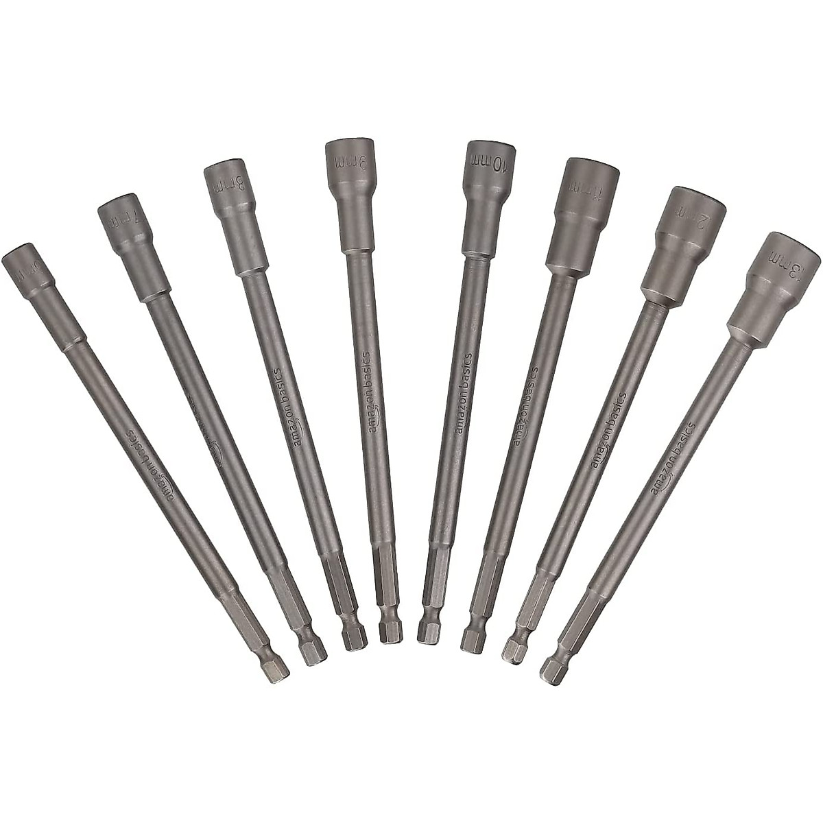 Amazon Basics 1/4-Inch Magnetic Impact Nut Driver Bit Set, 8 Piece, 10.04 in x 4.33 in x 0.98 in