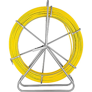VEVOR Fish Tape Fiberglass 8MM 492FT Duct Rodder Fish Tape Continuous Fiberglass Tape Wire Cable Running with Cage and Wheel Stand