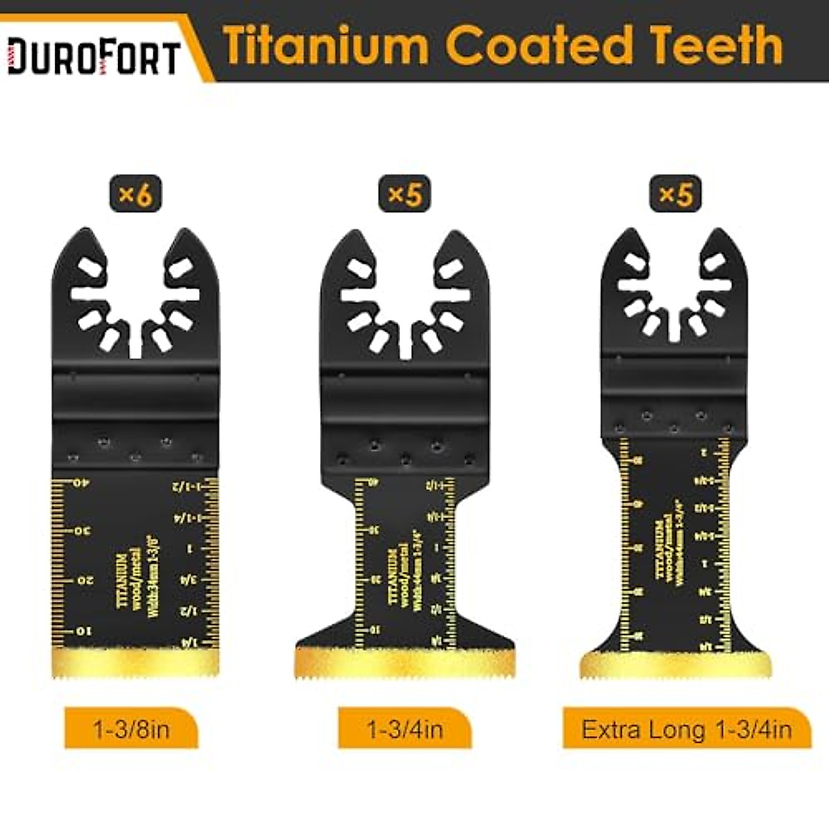 22 PCS Titanium Oscillating Saw Blades, Universal Quick Release Multitool Blades Kits with Sandpaper for Wood Plastics Metal Nails Compatible with Worx Milwaukee Black & Decker Craftsman Ridgid