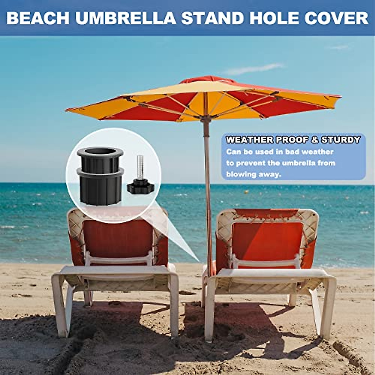 2 Sets Patio Umbrella Base Hole Ring Plug Cover Umbrella Stand Replacement Parts Black Umbrella Base Insert Umbrella Pole Fastening Cap for Old Heavy Umbrella Base