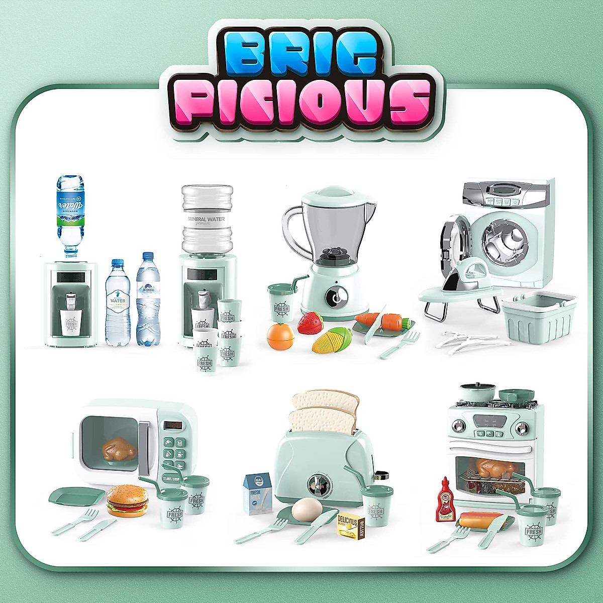 BRIGPICIOUS Blender Toy for Kids,Kitchen Accessories Pretend Play Appliances Smoothie Maker Blender Toy,Toy Food for Kids Blender and Mixer Kitchen Set,Gifts Suitable for Children Ages3+ (Blue)