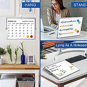 Dry Erase White Board, 16"X12" Double-Sided Magnetic Whiteboard with 10 Markers, 4 Magnets, 1 Eraser, Small White Board Withe Stand, White Board Easel for Kids Drawing Memo to Do List Wall School