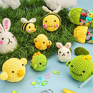 PP OPOUNT Crochet Kit for Beginners- 4 PCS Mini Size Crochet Animals, Beginner Crochet Kit for Adults Includes Step-by-Step Instructions and Video Tutorials, Complete Crochet Set (Patent Product)