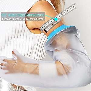 Cast Covers for Shower Arm Adult Waterproof Long full Protector Cover Soft Comfortable Watertight Seal to Keep Wounds Dry Bath Bandage Broken Hand,Wrist,Finger,Elbow Reusable Durable