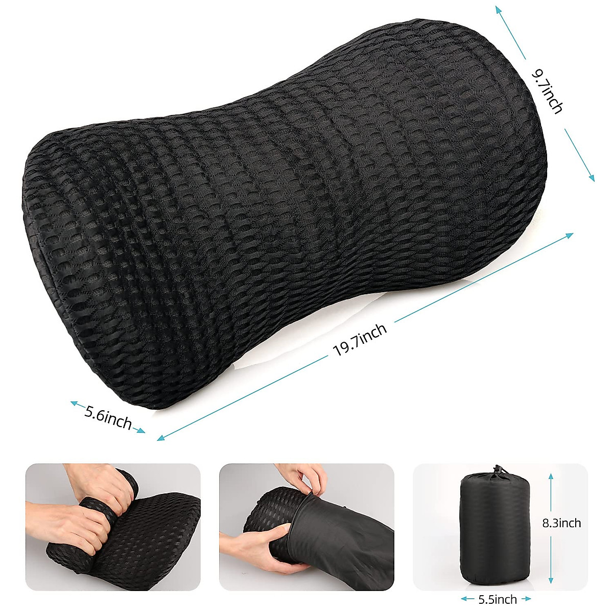 AgoKud Lumbar Support Pillow, Lumbar Support for Office Chair,Memory Foam Back Support Pillow for Lower Back Pain Relief,Adjustable Lumbar Pillow for Bed,Sleeping,Car Seat