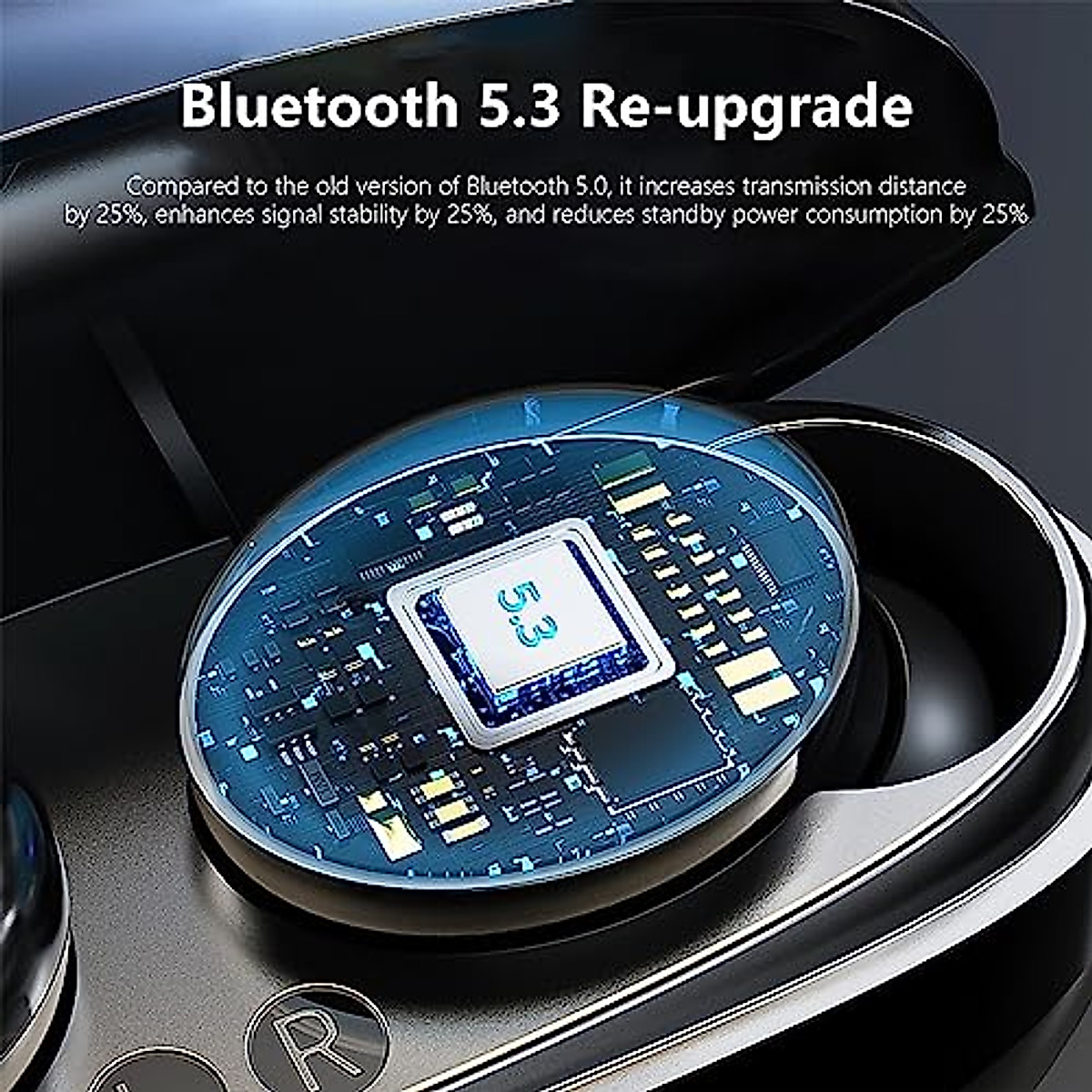 Wireless Earbuds, Bluetooth Headphones 5.3 Mini Wireless Headphones in Ear, 37H Playtime Deep Bass, Bluetooth Earbuds Built-in Mic,IPX7 Waterproof, LED Digital Display Wireless Earphone for Sport (A)