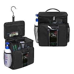 Famard Portable Shower Caddy Bag, Large Capacity Hanging Travel Shower Bag with Quick Dry Mesh Base, Water-Resistant Portable Bathroom Shower Caddy Tote for College Dorm,Gym and Camp