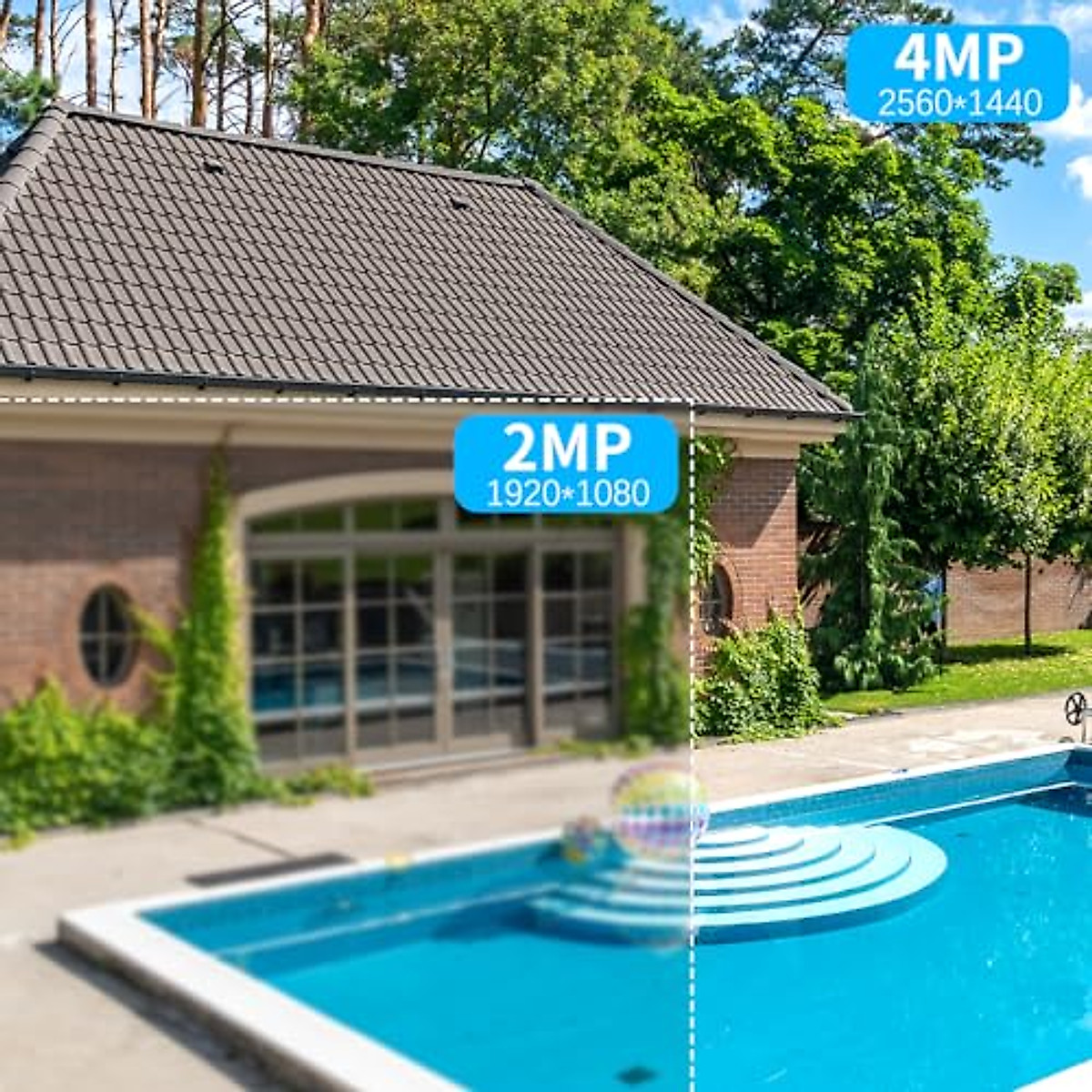 OOSSXX Solar Security Camera Outdoor Wireless Solar Powered Wireless Camera with Rechargeable Battery, WiFi Home Surveillance Camera 4.0MP with Two Way Audio (4MP 2 Packs)