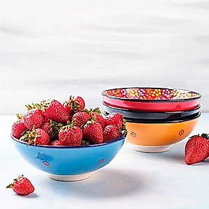 Crystalia Decorative Turkish Ceramic Serving Bowl Set of 6, Handmade Multicolor Dipping Charcuterie Bowls (Large-4PCs)