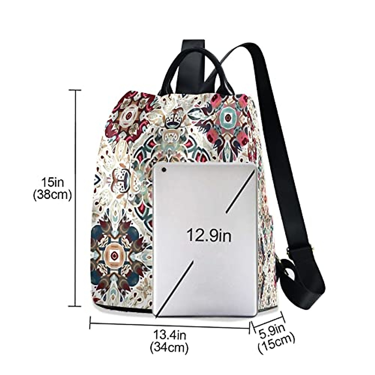 Mcyhzjd Backpack Purse, Mandala Boho Chic Anti-theft Casual College School Ladies Fashion Shoulder Bag