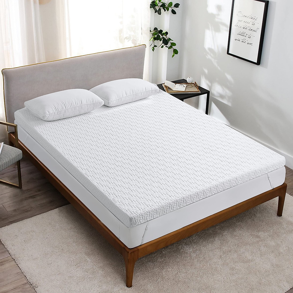 3 Inch Gel Memory Foam Mattress Topper Queen Size , Cooling Mattress Pad Cover for Back Pain, Bed Topper with Removable Bamboo Cover，Soft & Breathable