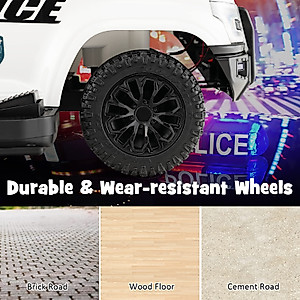 Costzon Police Car Ride On, 6V Battery Powered Electric Kids Ride On Car with Megaphone, Lights, Siren, Under Seat Storage, Toddler Push Car, Ride On Toys for Toddlers 1-3 Boys Girls (White)