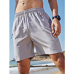 NORTHYARD Men's Athletic Hiking Shorts Quick Dry Workout Shorts 7"/ 9"/ 5" Lightweight Sports Gym Running Shorts Basketball Exercise Grey S