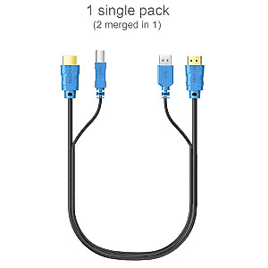 MT-VIKI 2 Packs USB HDMI KVM Cable 6ft 4K HDMI USB A to HDMI USB B Twin Cord for Standard KVM Switch