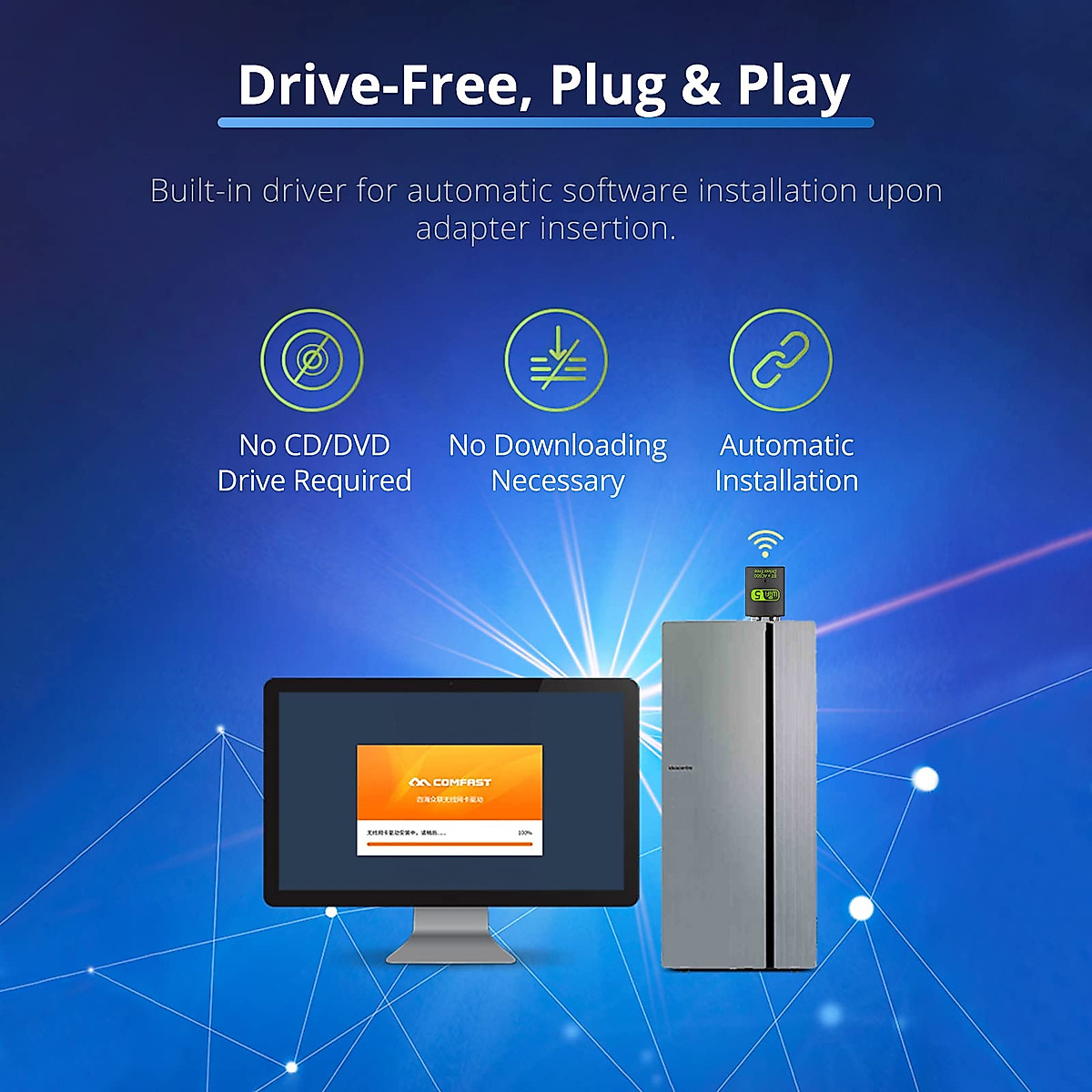 USB WiFi Bluetooth Adapter, 600Mbps Dual Band 2.4/5GHz Wireless Network Card, USB WiFi Dongle for PC/Laptop/Desktop, Support Windows XP/7/8.1/10