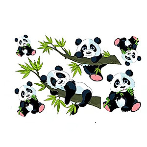 Honkoolly Cartoon Panda on The Tree Branch Kids Room Wall Stickers Removable Wall Art Decor for Child Decal Bathroom Bedroom Living Room Playroom Decoration Decal (Panda)