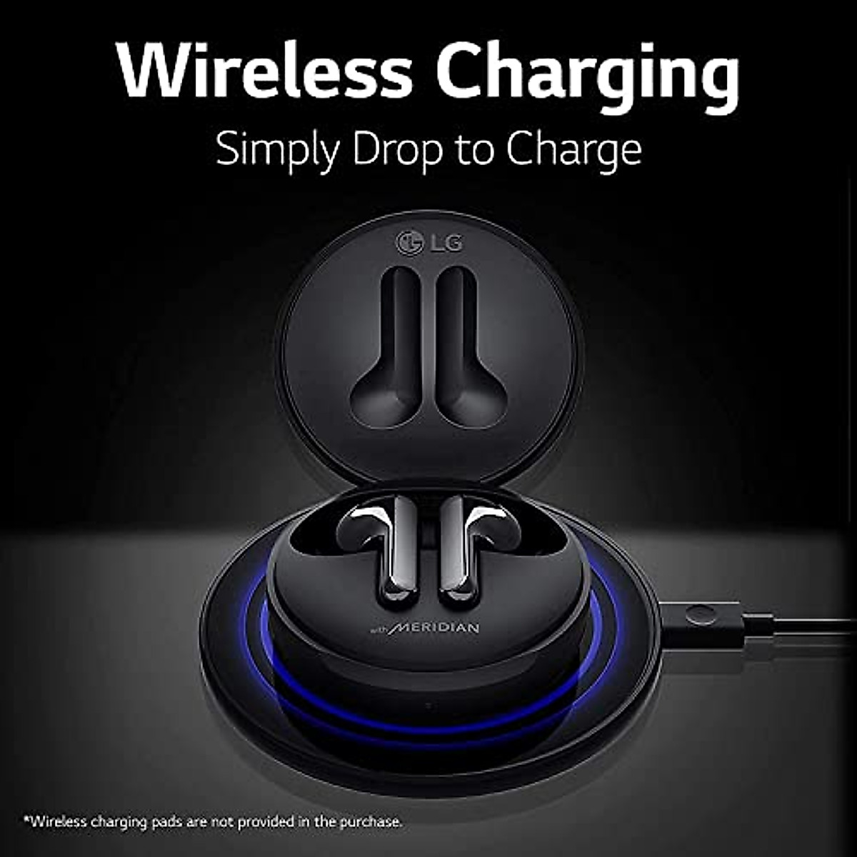 LG Tone FN5W Wireless Earphones TWS True Wireless Bluetooth Earbuds 10w Qi Mat