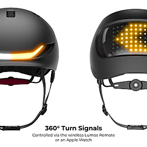 Lumos Matrix Smart Bike Helmet | Animated LED Display | Front and Back Turn Signals| Skateboard, Scooter, Road Bicycle Helmet for Adults: Men, Women (Without MIPS)